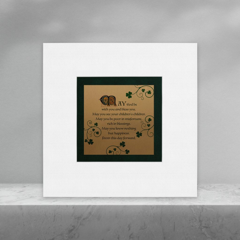 “May God be with you” Irish Blessing Gold Metal Plate Art | Knock Shrine